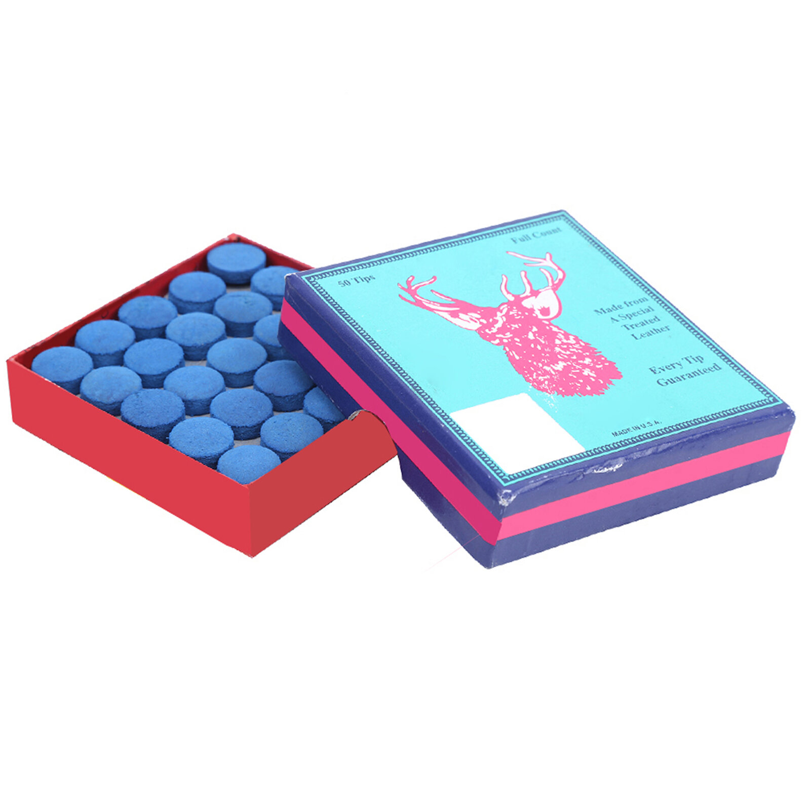 50PCS PU Leather Billiard Pool Cue Tips Stick Replacement Accessory with Storage Box