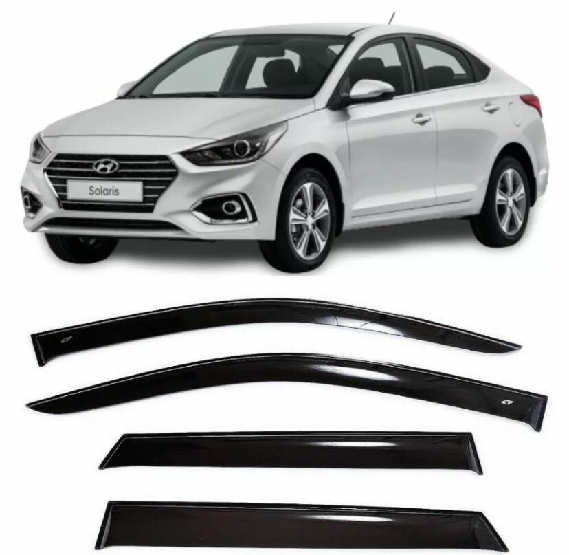 Дефлекторы боковых окон HYUNDAI Solaris Хендай Солярис седан (2017-2020)
