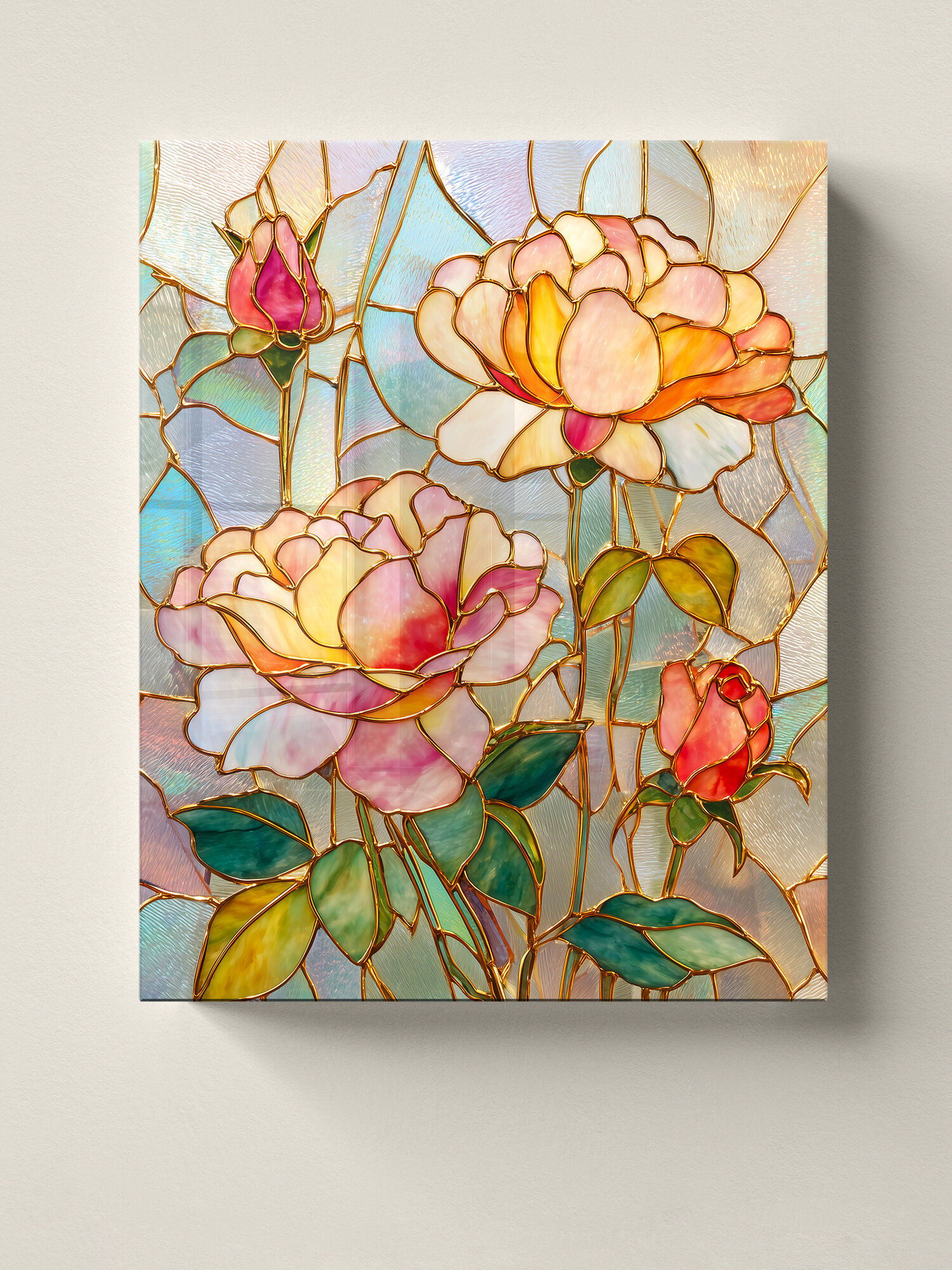 Картина Postermarket "Розы витраж" на стекле, цифровая печать, 40x50 см