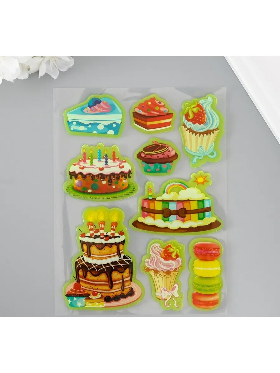 Наклейка силикон на стекло фосфорная "Сладости" 20х16 см