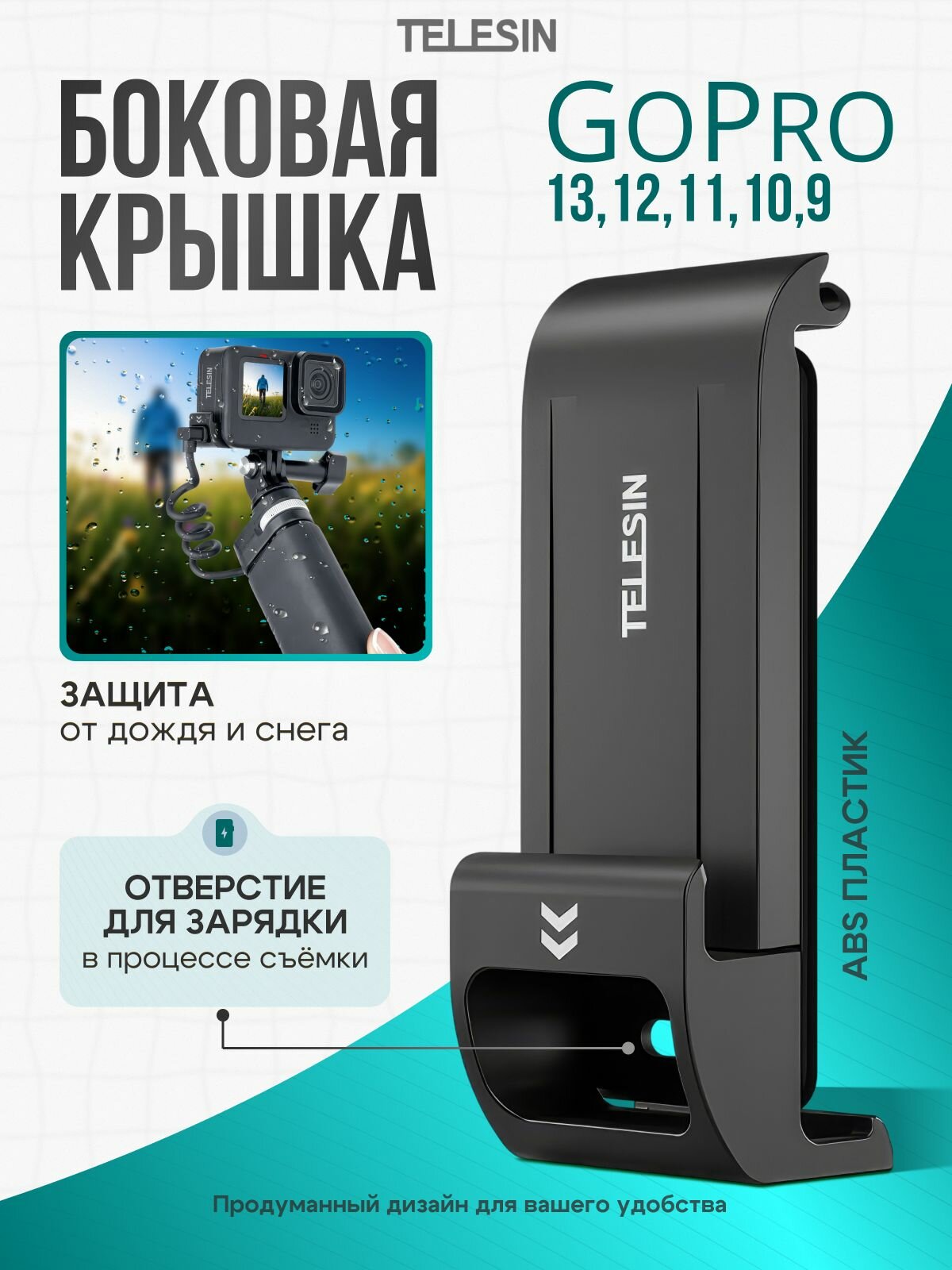 Боковая крышка дверка с защитой от дождя и снега для Gopro 12 11 10 9