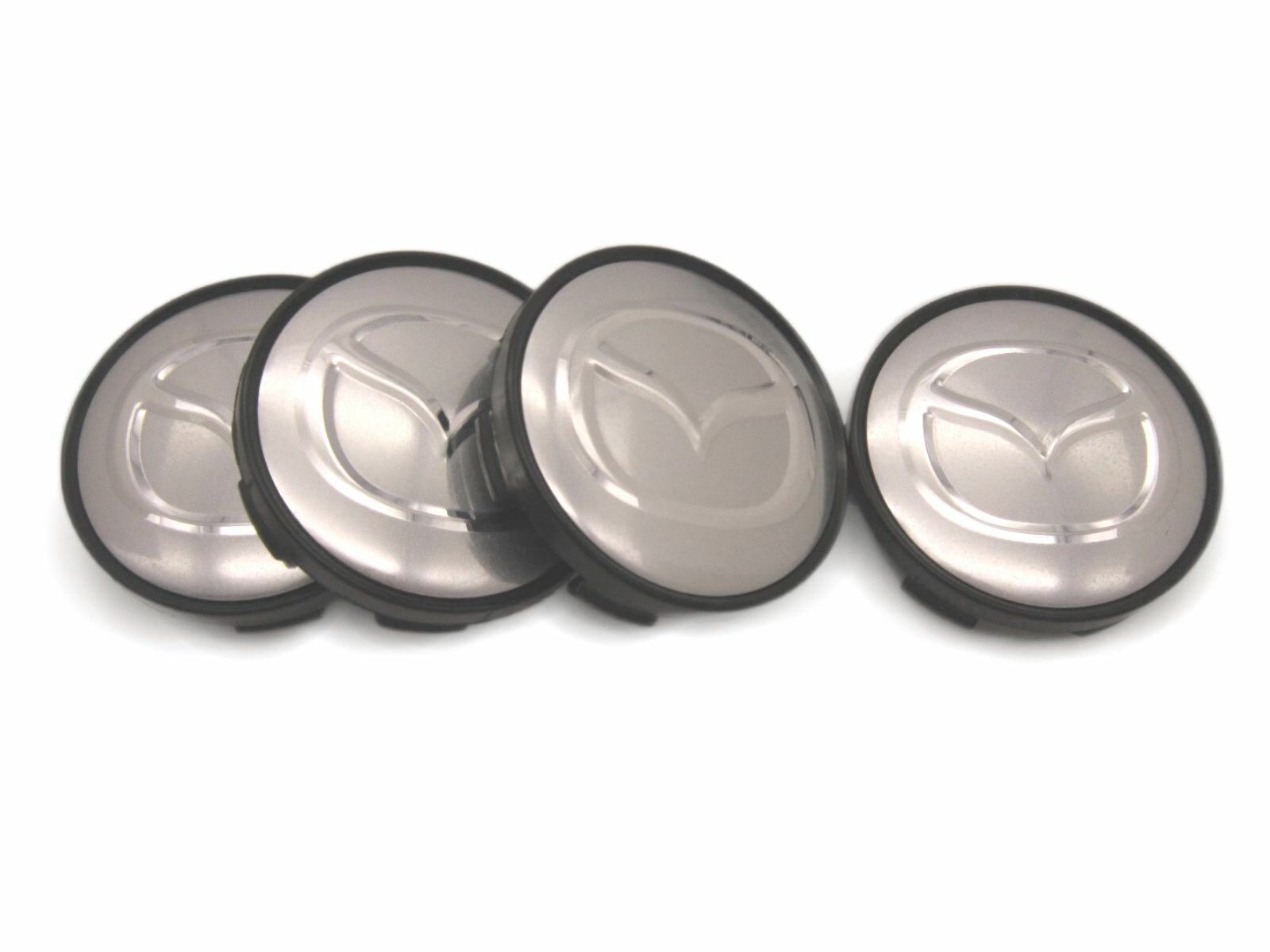 Колпачки заглушки на литые диски Mazda full chrome 59/56/10 мм, комплект 4 шт.