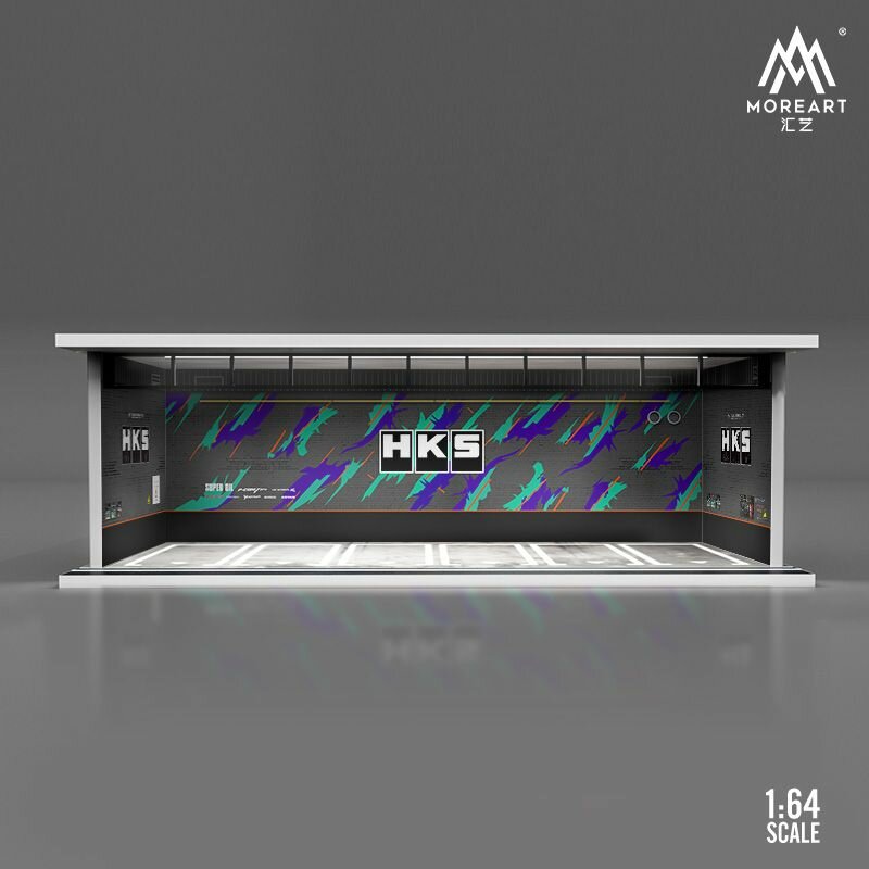 Диорама гараж MoreArt Porsche с подсветкой для машинок для моделей 1:64. Игрушечный гараж, парковка для машинок