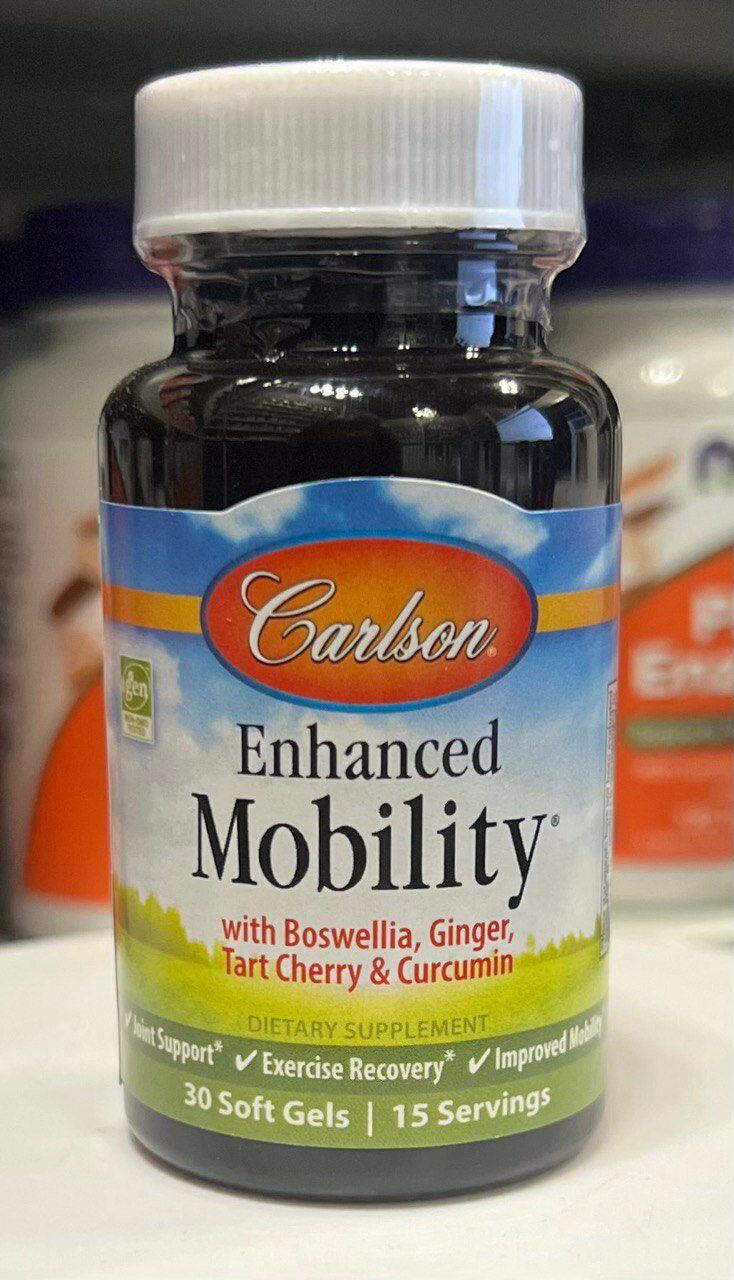 Carlson Labs Enhanced Mobility- Хондропротектор с ApresFlex, CurcuWIN, CherryPURE для здоровья суставов, 30 гелевых капсул
