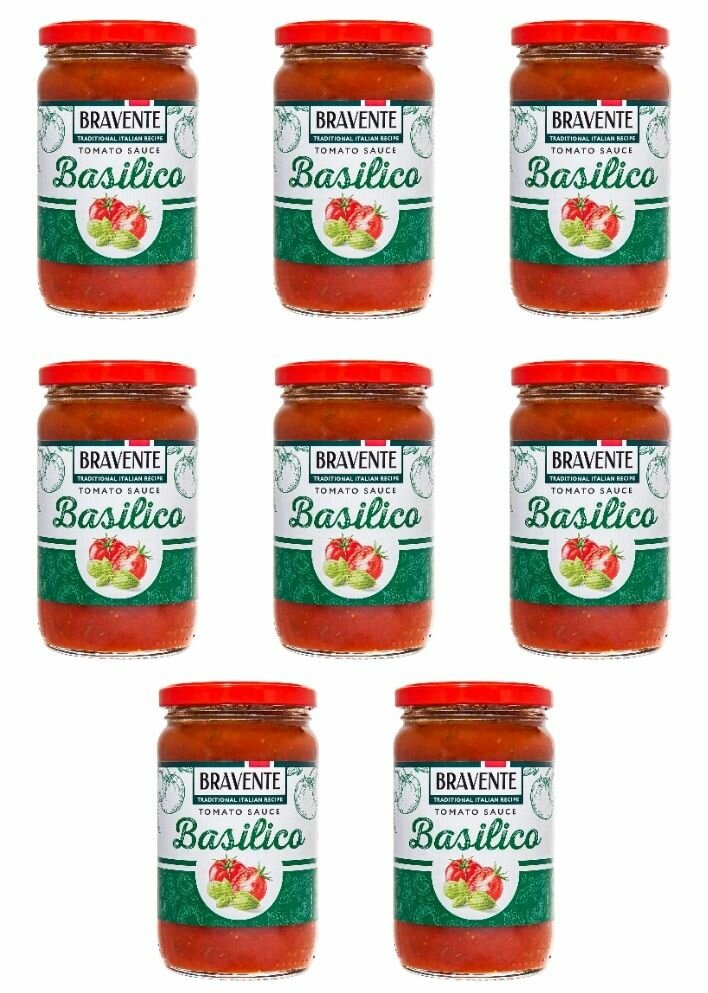 Bravente Соус томатный Basilico, 360 г, 8 банок в коробке