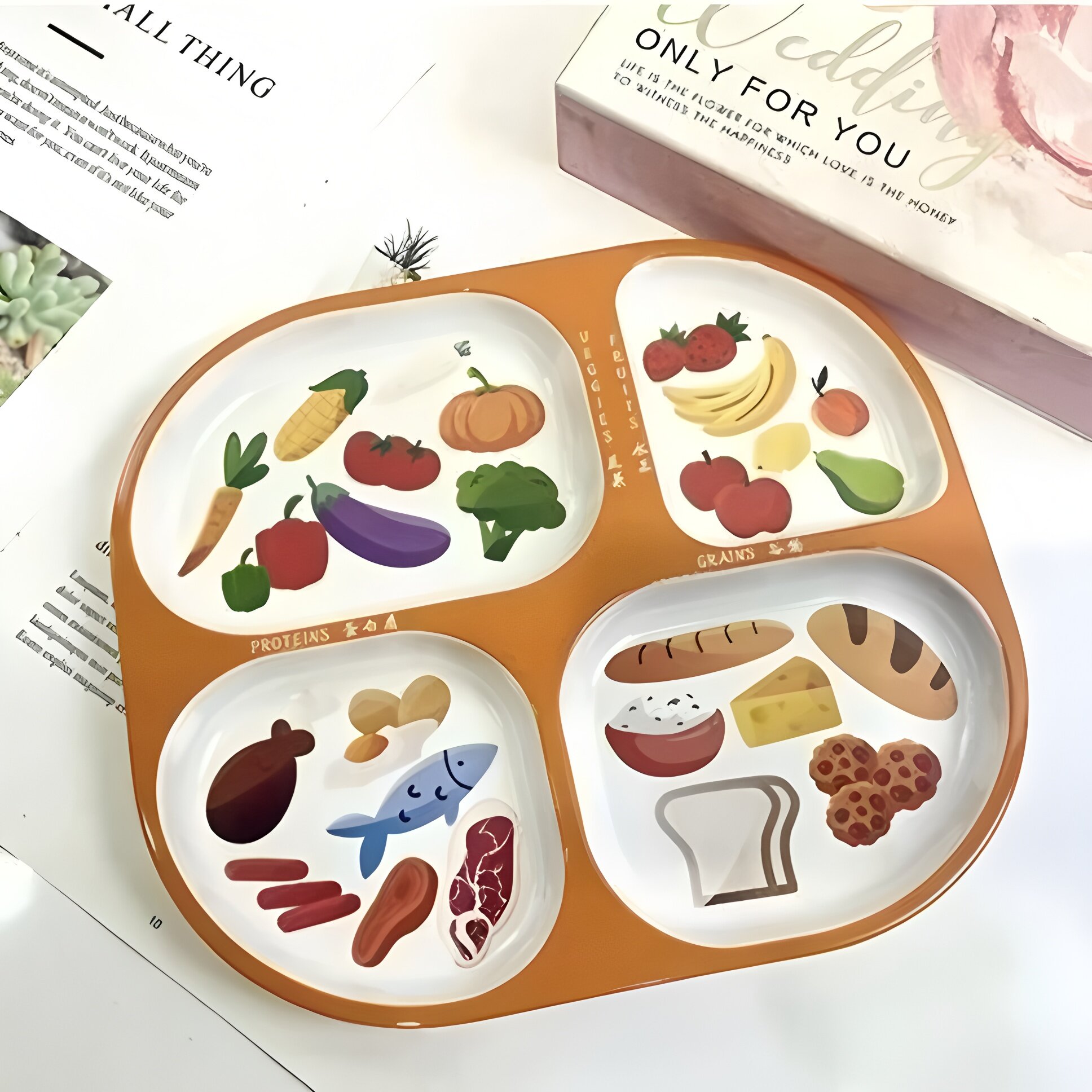 Тарелка "Правильное питание" ZZ568, меламин, 24см, для контроля порций