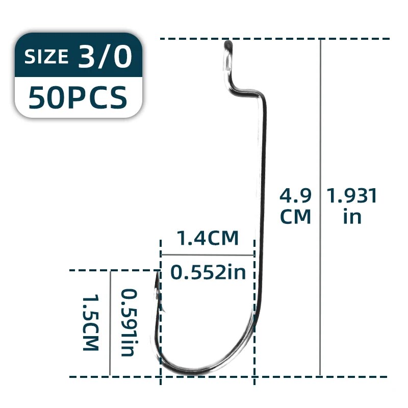 MEREDITH Рыболовные крючки из высокоуглеродистой стали 50 шт. 1/0-5/0 Size3I0