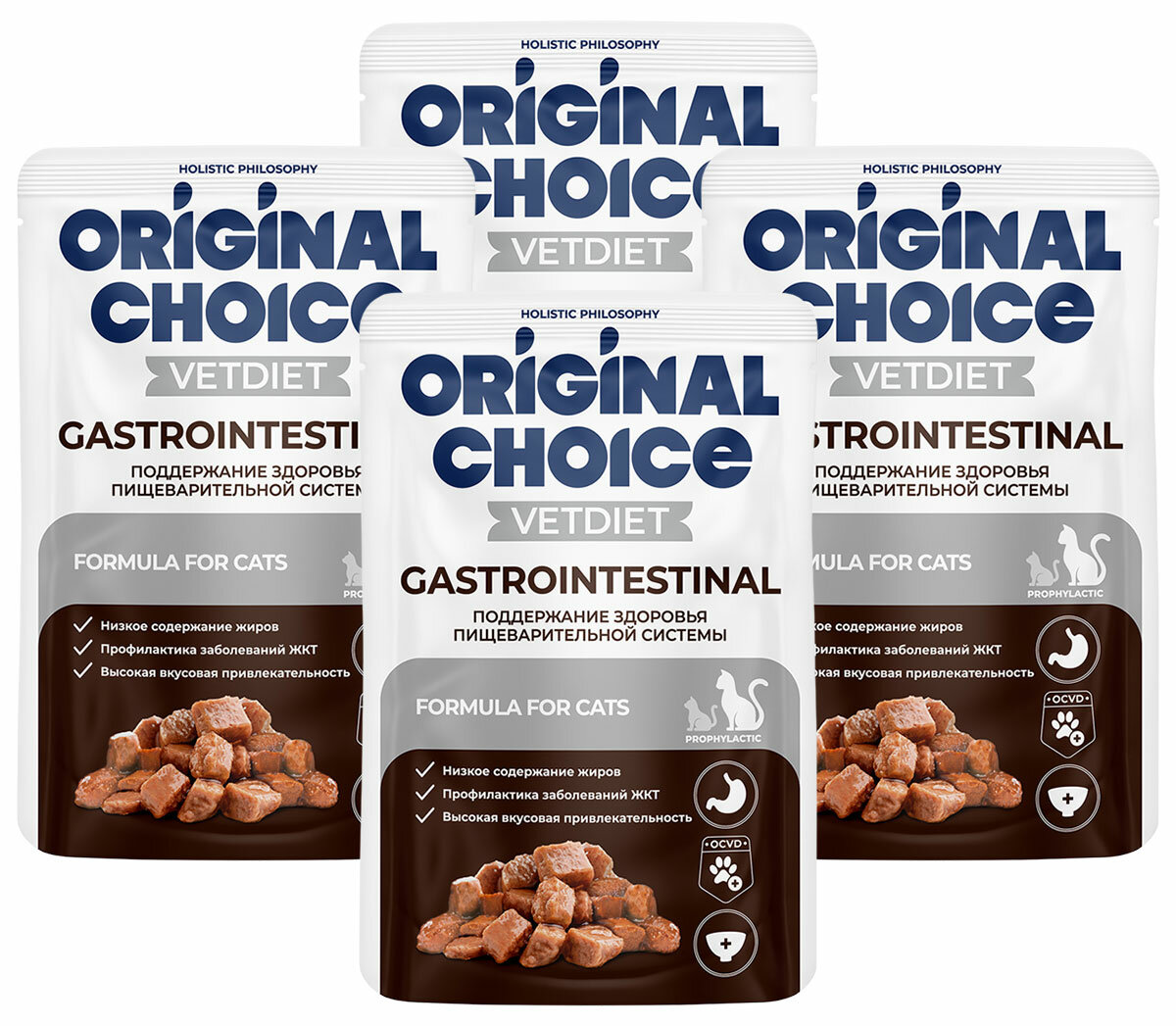 Корм влажный Original Choice Vetdiet Gastrointestinal для взрослых кошек с чувствительным пищеварением пауч, 85 гр х 4 шт
