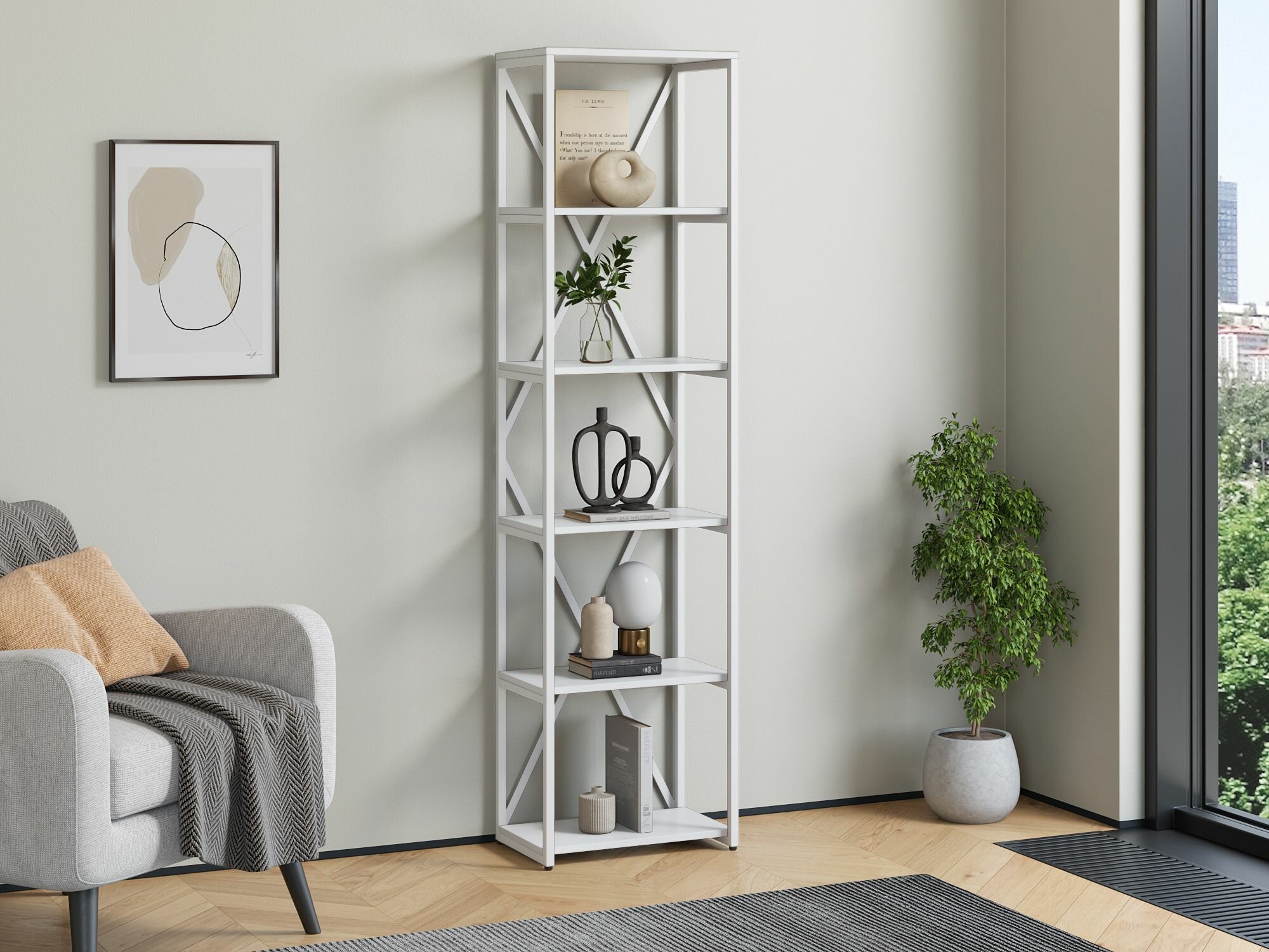 Стеллаж Айсберг Лофт 40/6 Белый/белый