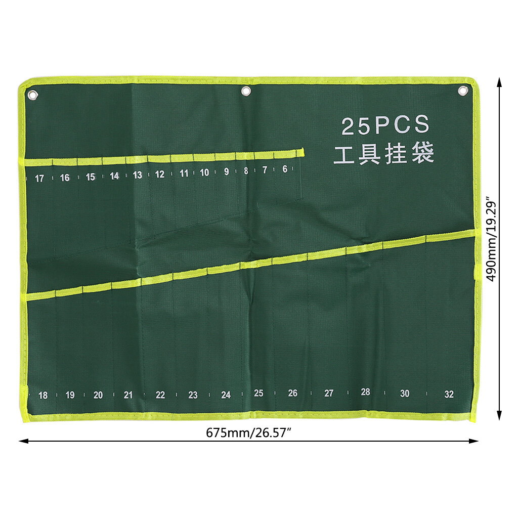25 карманов, прочная холщовая сумка для подвешивания гаечных ключей двойного назначения