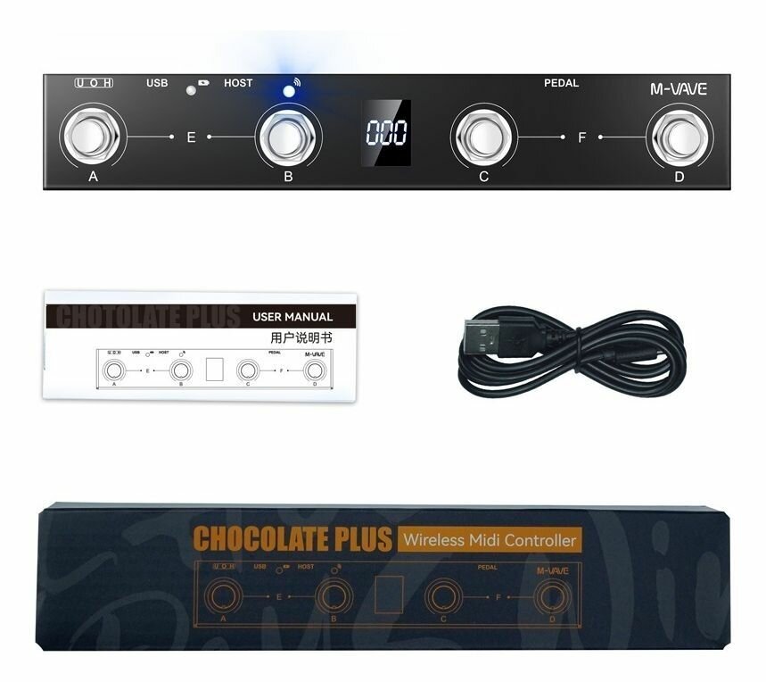 Midi-контроллер M-Vave Chocolate Plus, беспроводной, с педалью экспрессии, черный