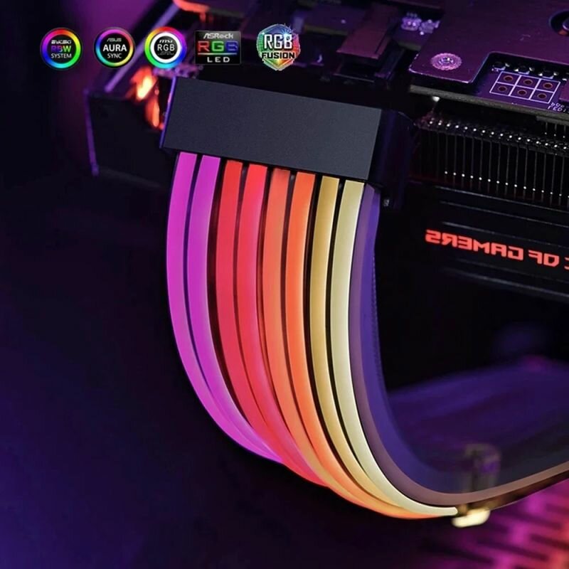 Комплект удлинительных кабелей Strimer Plus ARGB 5 В 24 контакта 8 контактов 3X8 контактов для материнской платы и видеокарты, кабель питания для материнской платы, корпус Rainbow Line