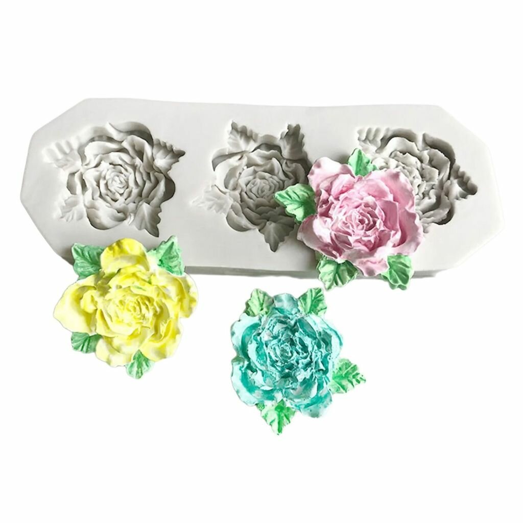 Силиконовые формы для шоколада с 3 полостями для цветов, формы для эпоксидной смолы, украшение тортов и десертов