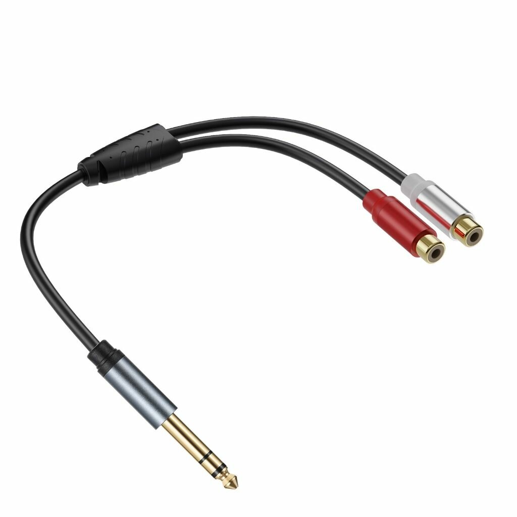 Кабель от 6,35 мм до 2RCA, позолоченный, 1/4 дюйма, мужской и женский разветвитель, слуховой адаптер