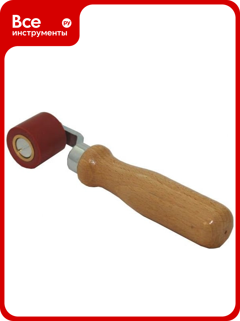 Прикаточный ролик 28 мм из силикона на подшипнике ROTORICA 5106977NT, деревянная ручка, для укладки линолеума