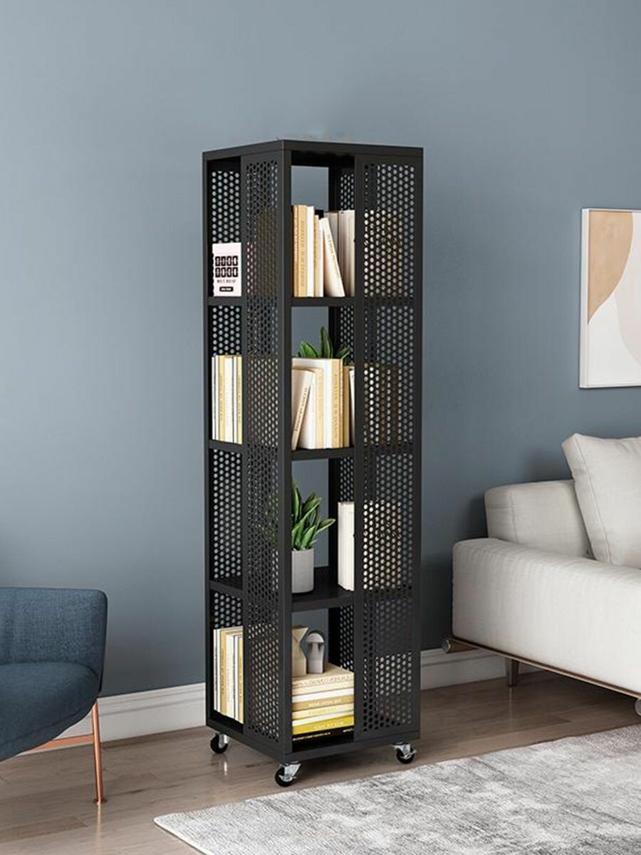 Вращающаяся книжная полка, стеллаж от пола до потолка с поворотом на 360 градусов, 4 этажа