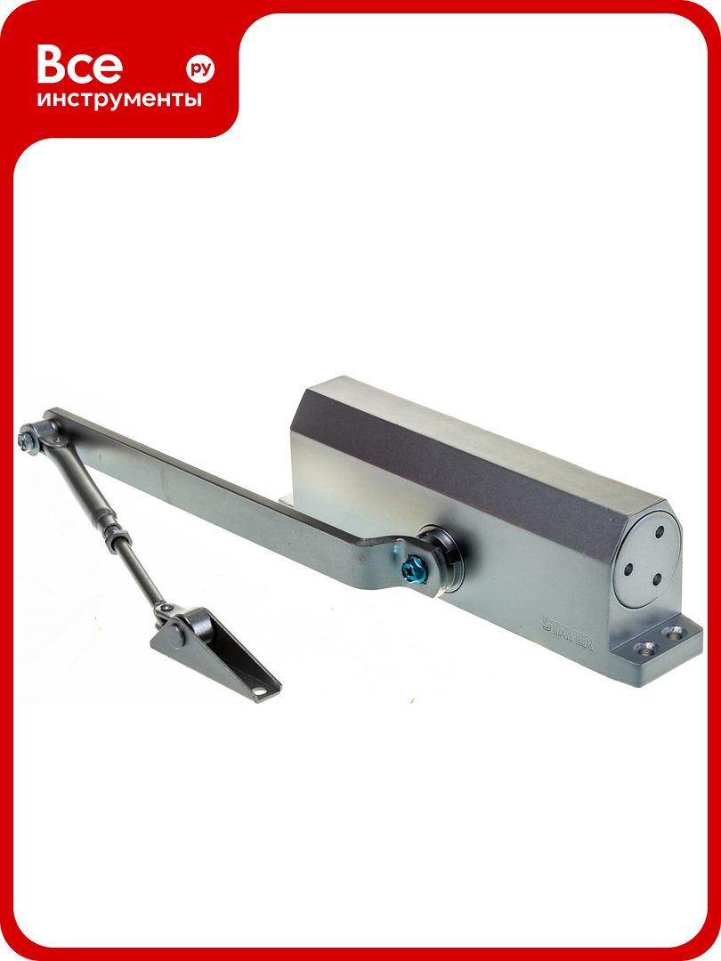 Дверной доводчик для дверей массой до 100 кг STAYER цвет серебро 37915-100