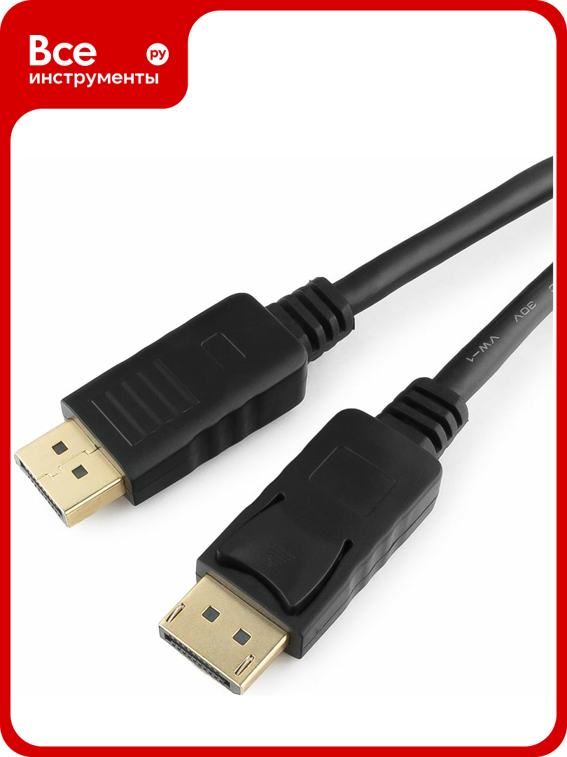Кабель Cablexpert DisplayPort, 1.8м, 20M/20M, пакет, черный экран CC-DP-6, 2 x dp (папа) длина