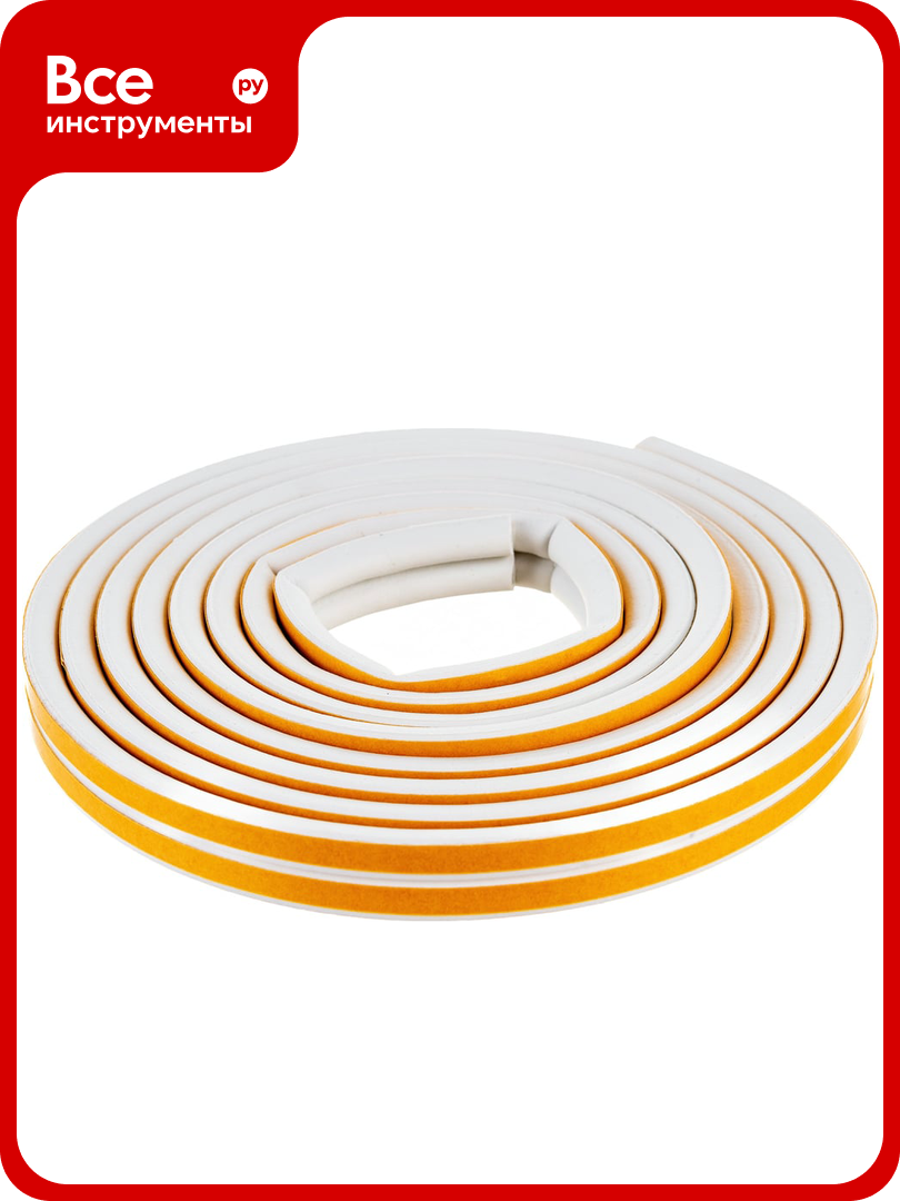 Самоклеящийся, Sila, уплотнитель Sila D-профиль, 6 м, белый W6 SILADW6, уплотнения всех типов оконных, выполнен