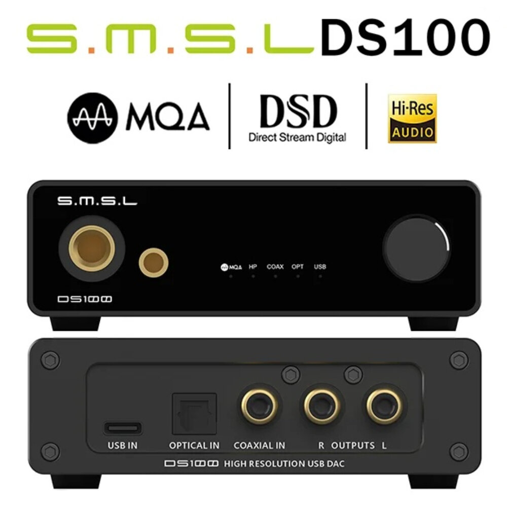 SMSL DS100 Hi-Res аудио декодер USB MQA-CD XU316 настольный ЦАП CS43131 32бит/768кГц DSD512