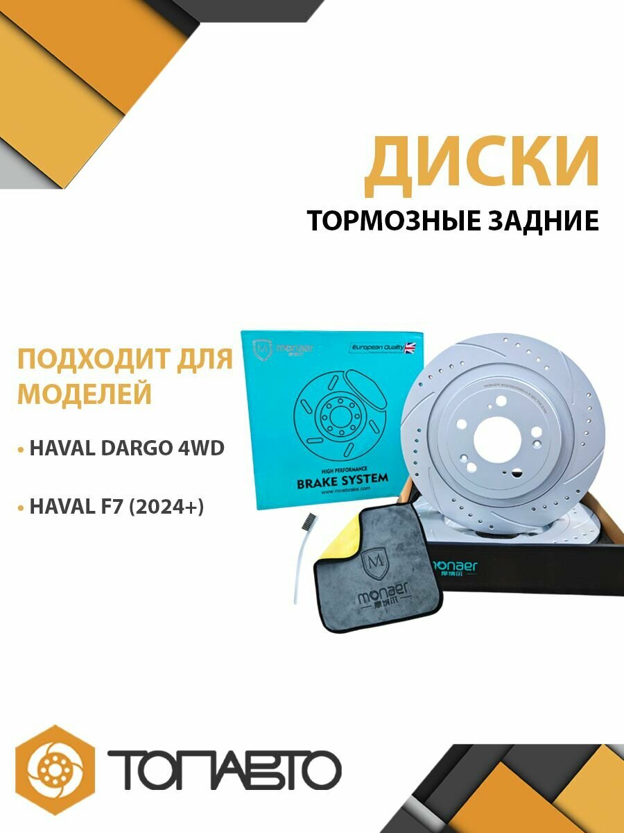 Задний перфорированный тормозной диск Monaer для HAVAL DARGO 4WD/F7 (2024+) левый/правый