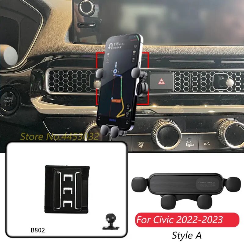 Держатель Для Телефона/навигатора На Приборную Панель Honda Civic 11-го Поколения (2022-2023), Гравитационный