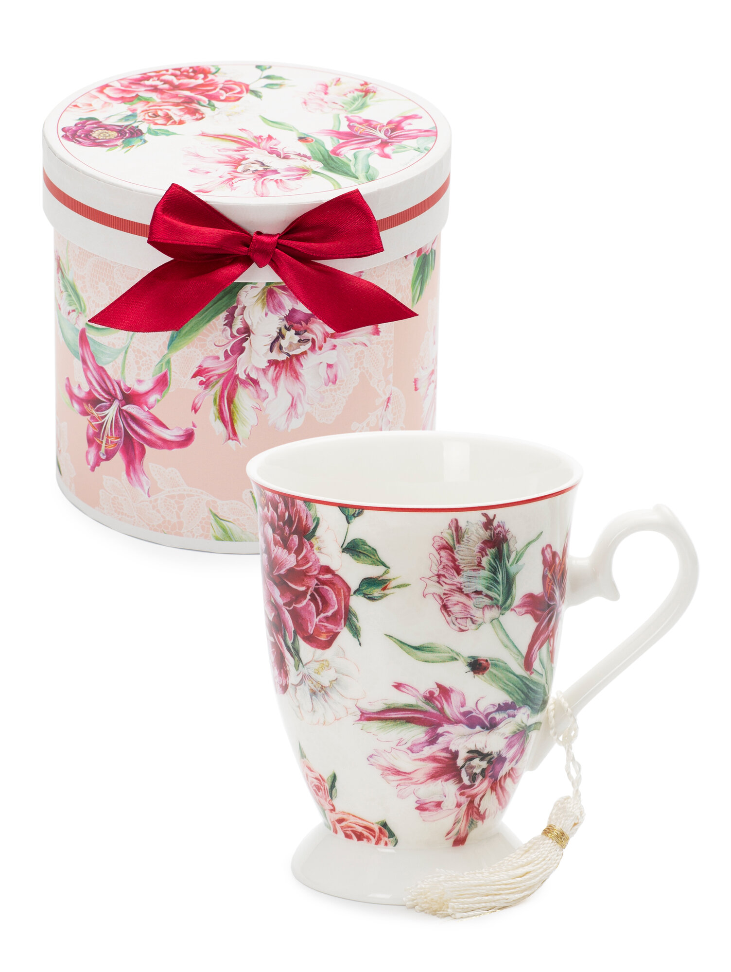 Кружка классик SIJ RED BLOSSOM, 320 мл, фарфоровая, подарочная, 1 шт.