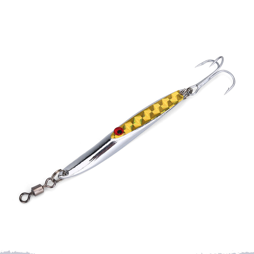 Искусственная блесна-джиг Lures Sequins Metal Bass Hard Spoon Bait Jig с крючком (желтая, 28 г)