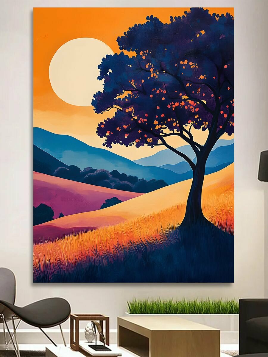 Картина / дерево, картина на холсте, пейзаж, 50х70 см.