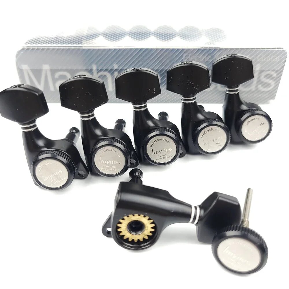 Kaynes Стопорные колки-тюнеры для электрогитары чёрные 6R as shown