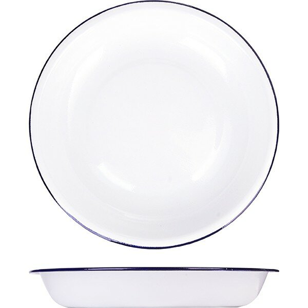 Тарелка глуб. эмалиров. D=23см; белый, синий (Prohotel, Китай)