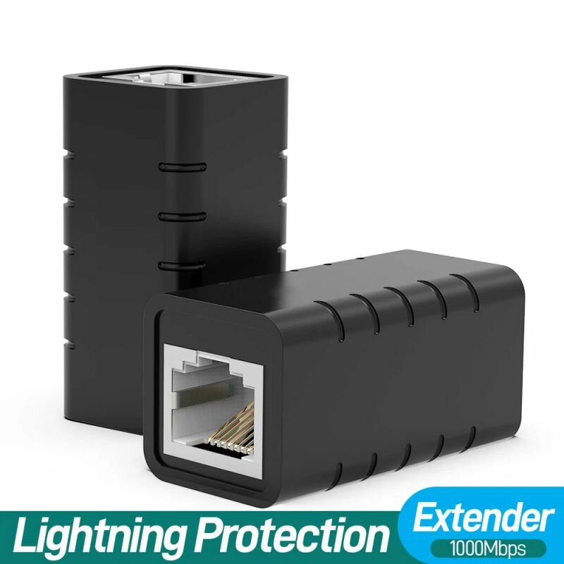 Удлинитель локальной сети RJ45, грозозащита, кабельный адаптер-удлинитель Ethernet Cat7 Cat6 Cat5e 1 Гбит/с, гнездо-гнездо