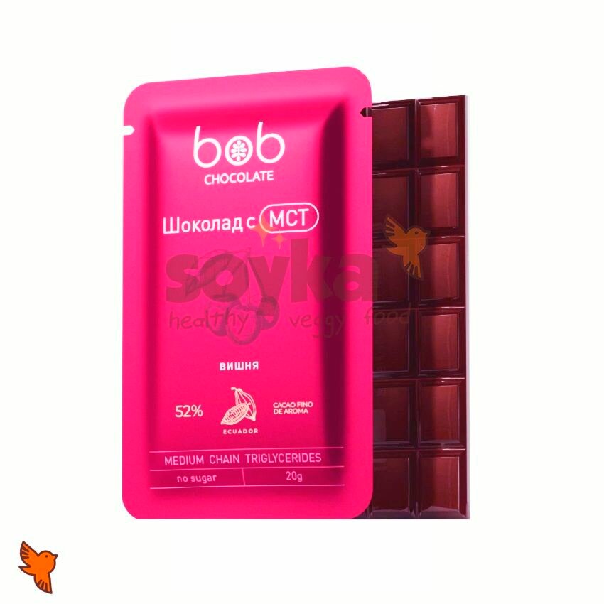 Шоколад без сахара с вишней и маслом МСТ Bob, 20г