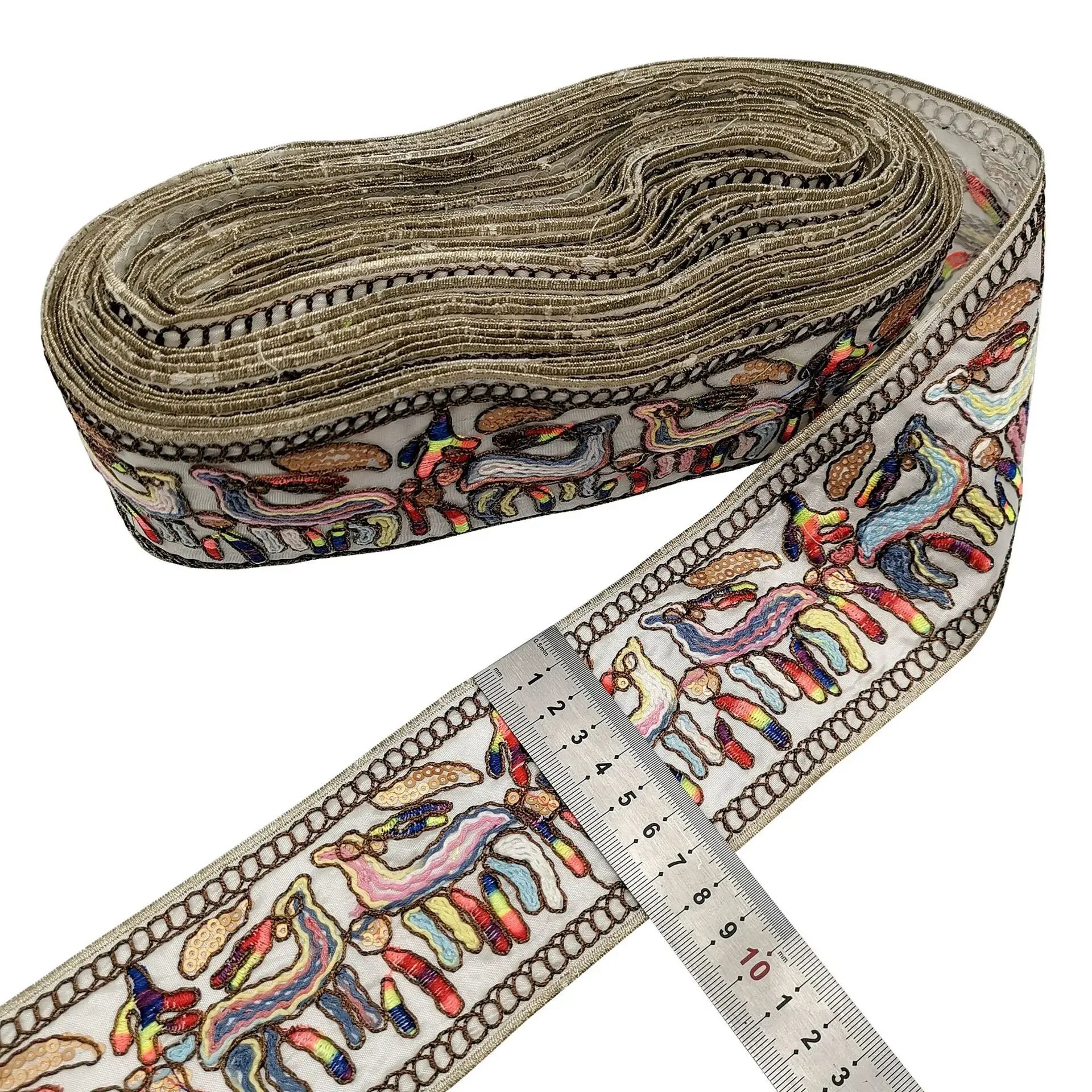 1 ярда ретро цветок кружевная бейка лямки вышитые кружевные ленты ткань для танцевального платья сумка DIY швейные аксессуары