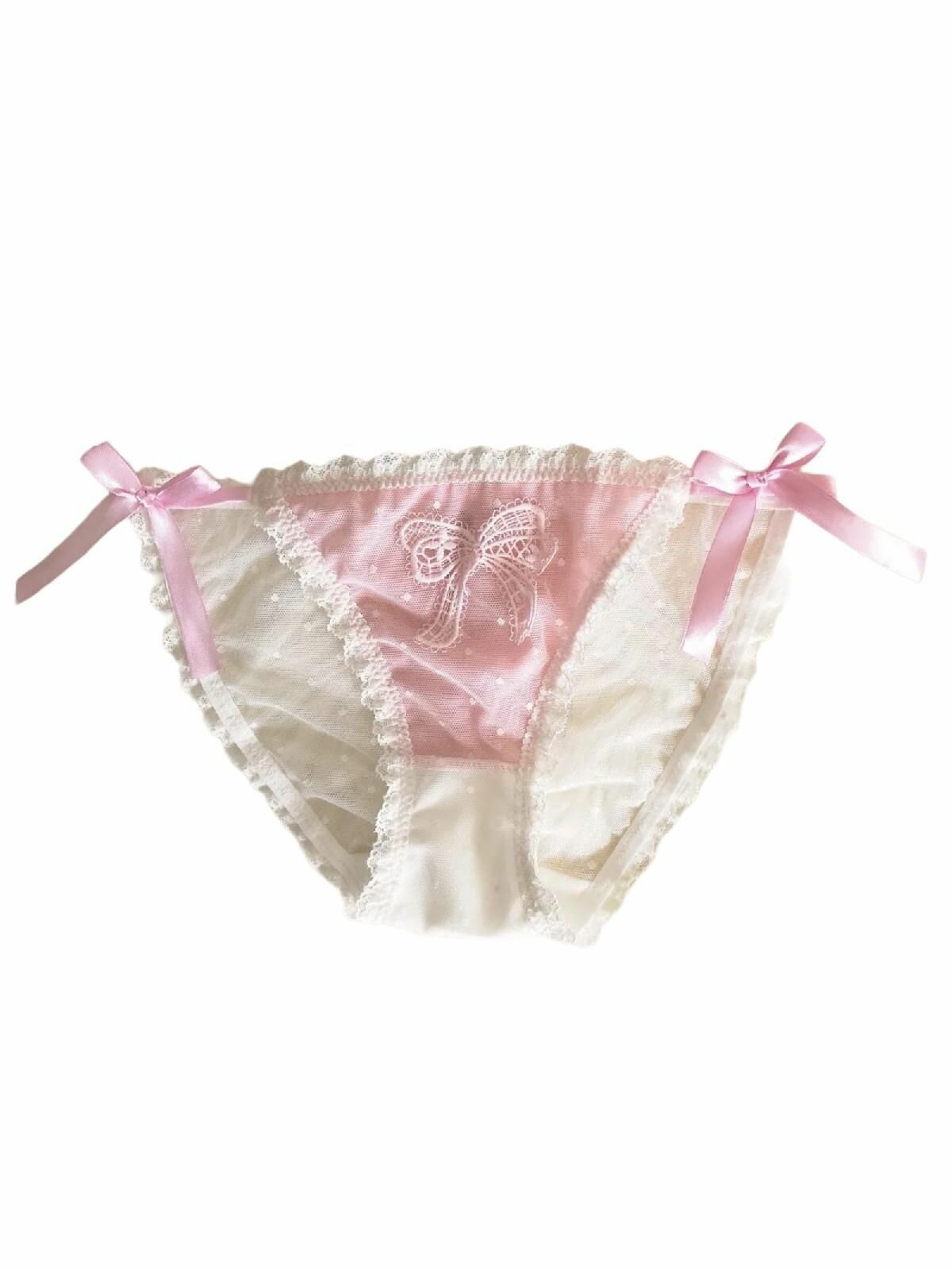 Кружевные женские трусики с бантом
