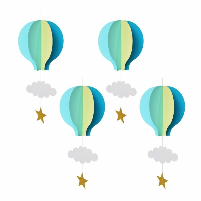 (4 шт.) Подвесное украшение "Воздушный шар" (3D)