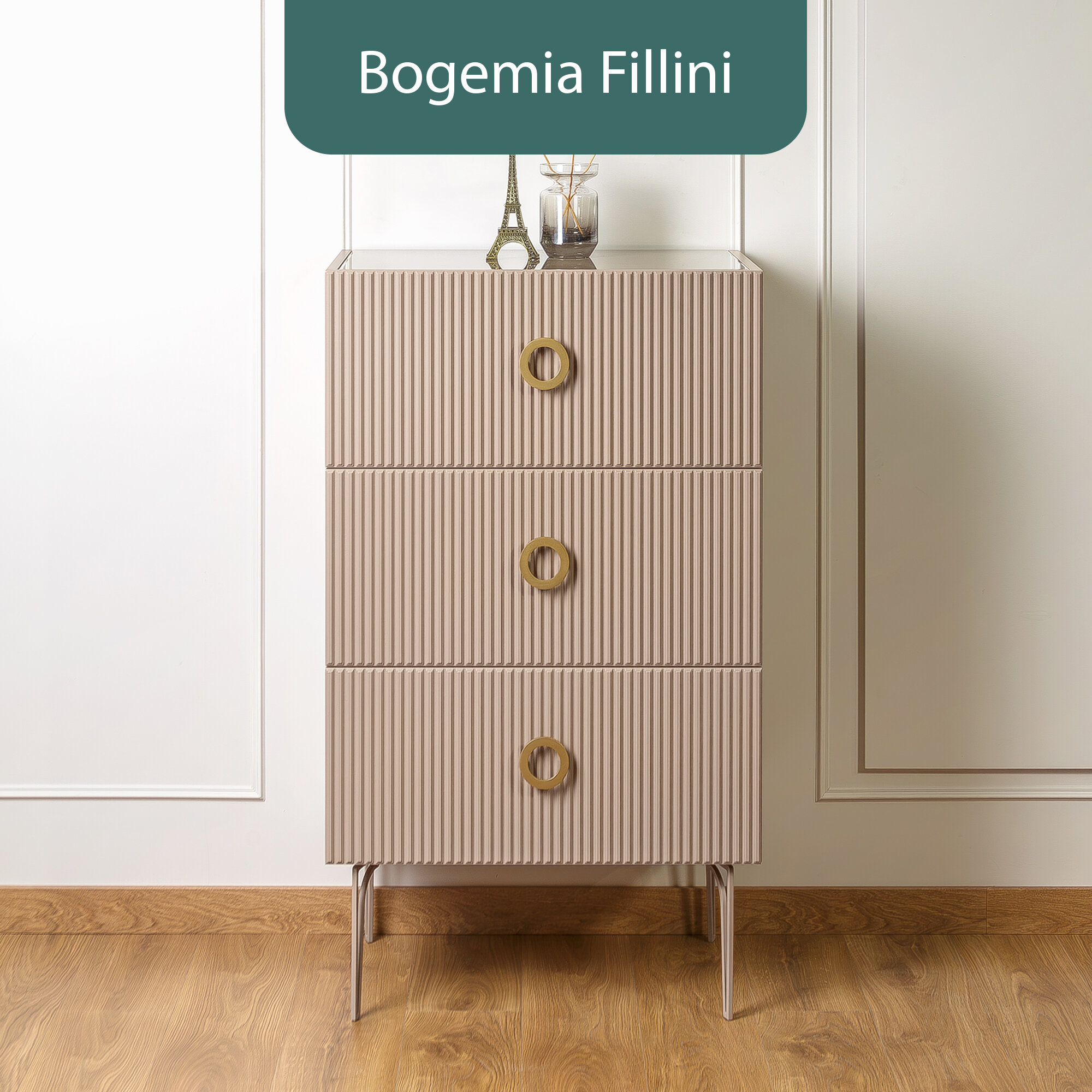 Комод Bogemia Fillini. Mokko/золото