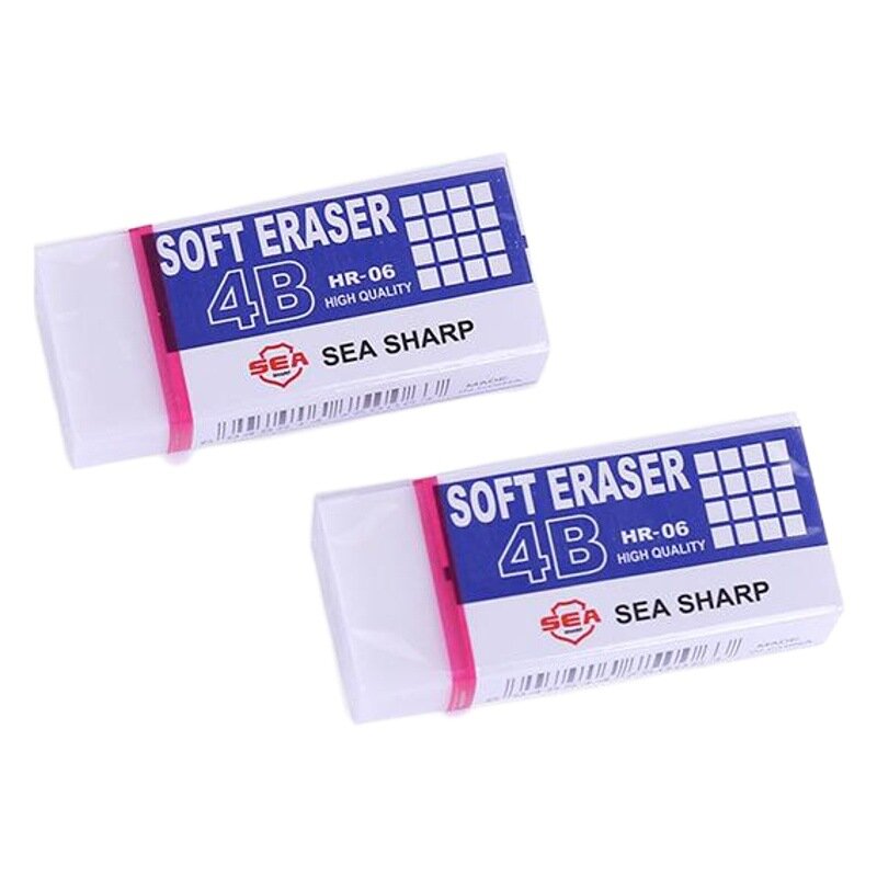 Ластик для рисования HR-06, белый, цельный, 5.1x2.2x1 см