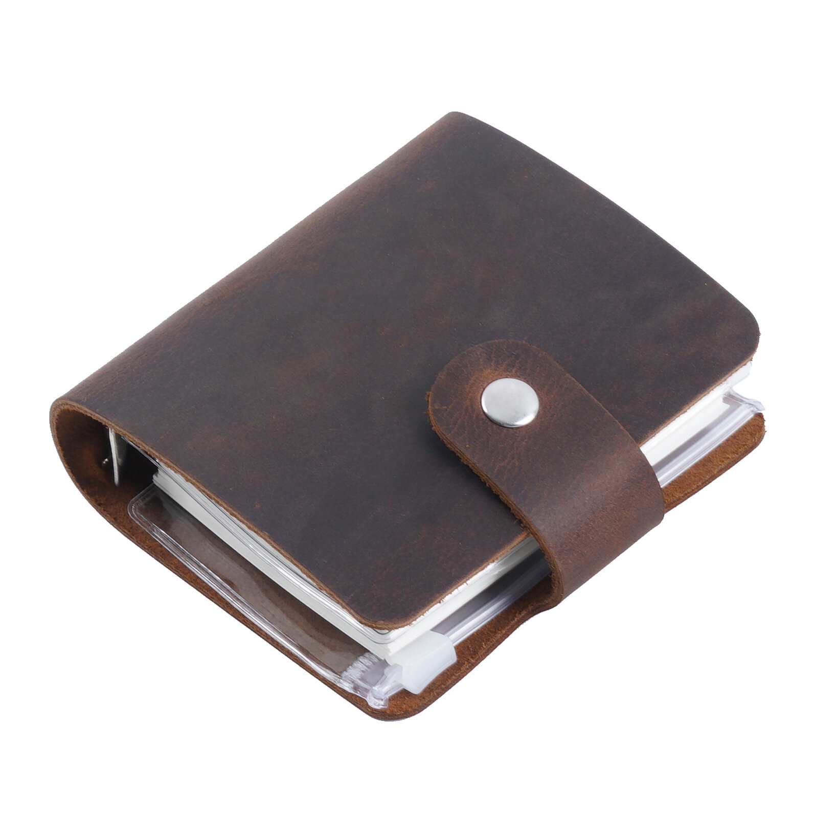 Блокнот-ежедневник Crazy Horse Leather A9, воловья кожа, три кольца, кофейный цвет