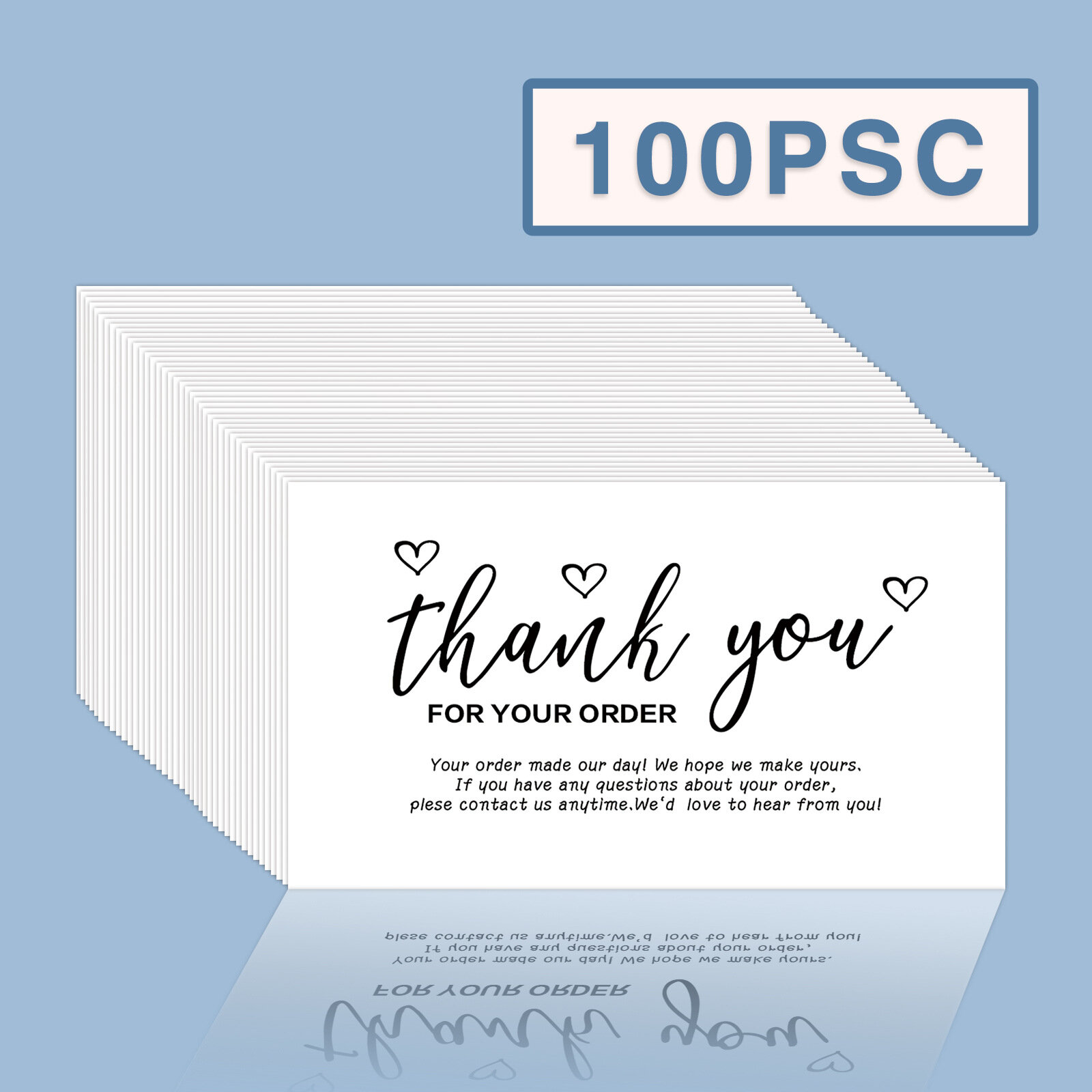 Открытки Amazon "Thank you three hearts", 100 шт./уп, мелованная бумага