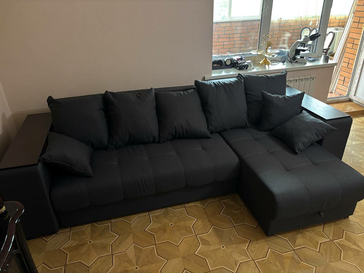 Диван угловой Дубай, 300х160х85см, наполнитель пружинный блок, ящик для белья, правый угол, RS-24