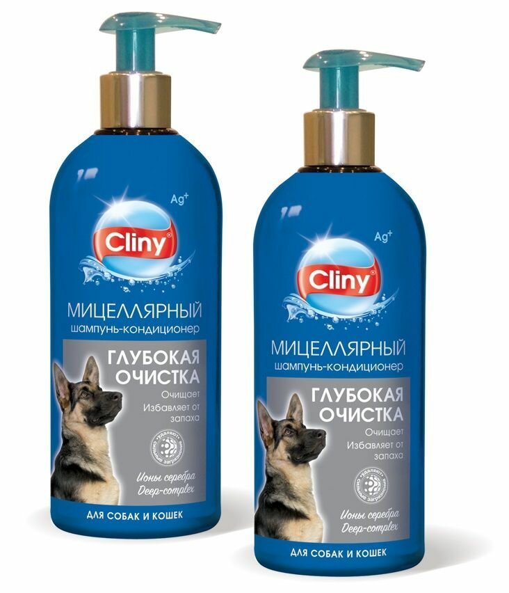 Экопром Cliny K309 Шампунь-кондиционер для собак и кошек Глубокая очистка 300мл (2 штуки)