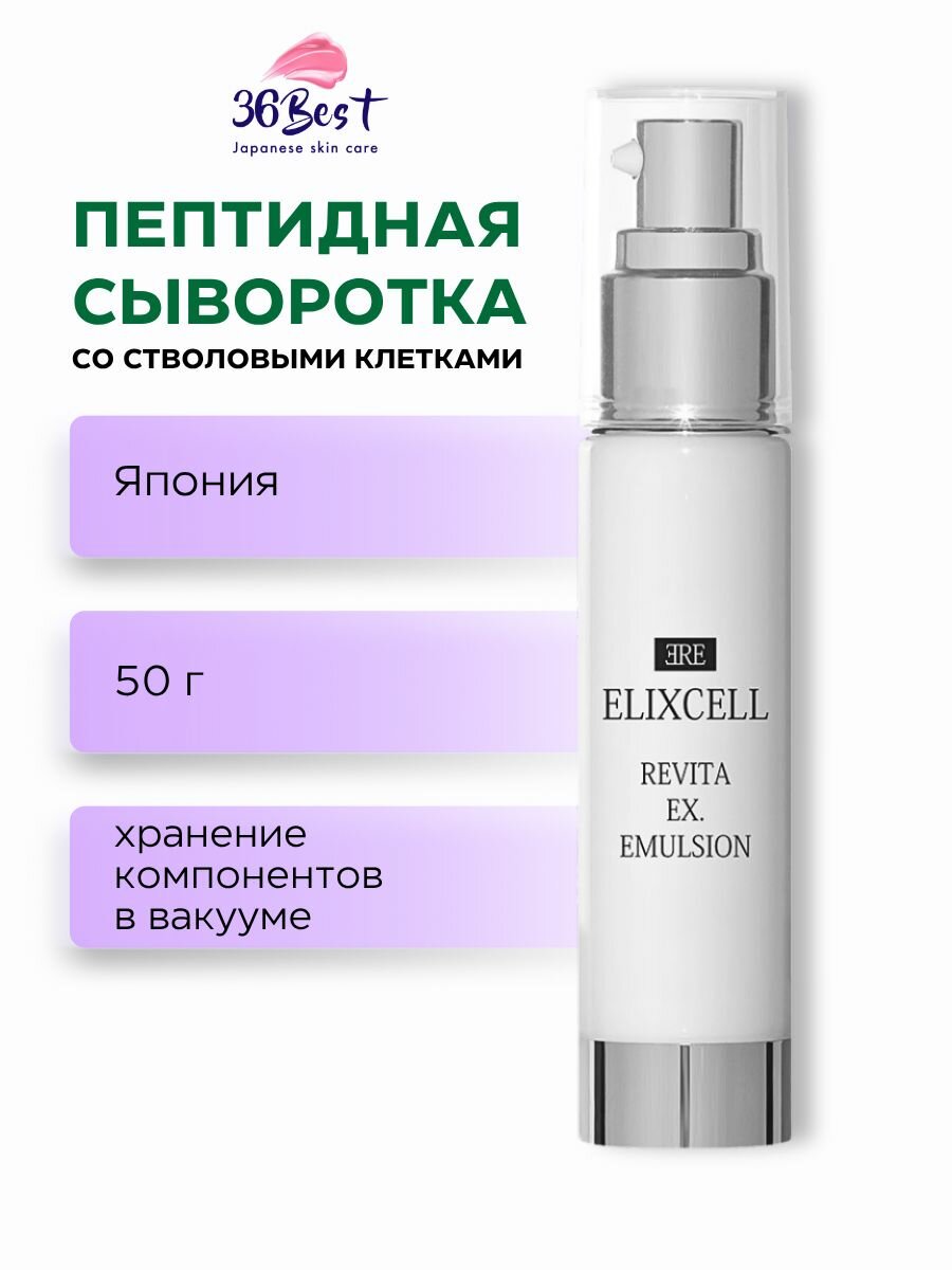 ELIXCELL Сыворотка Revita Emulsion омолаживающая пептидная со стволовыми клетками, 50 мл