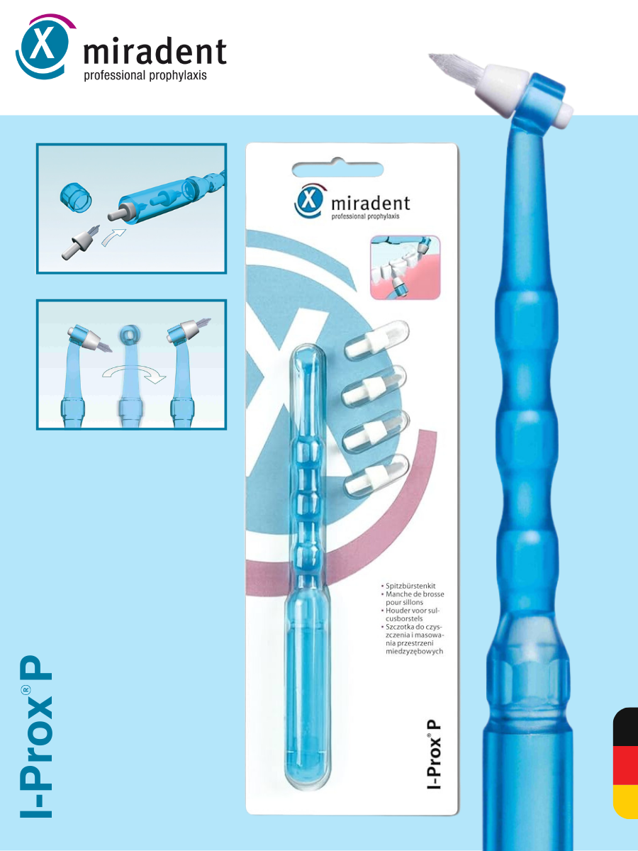 Зубная щетка Miradent I-Prox P Монопучковая (держатель+ 4 насадки) Голубая