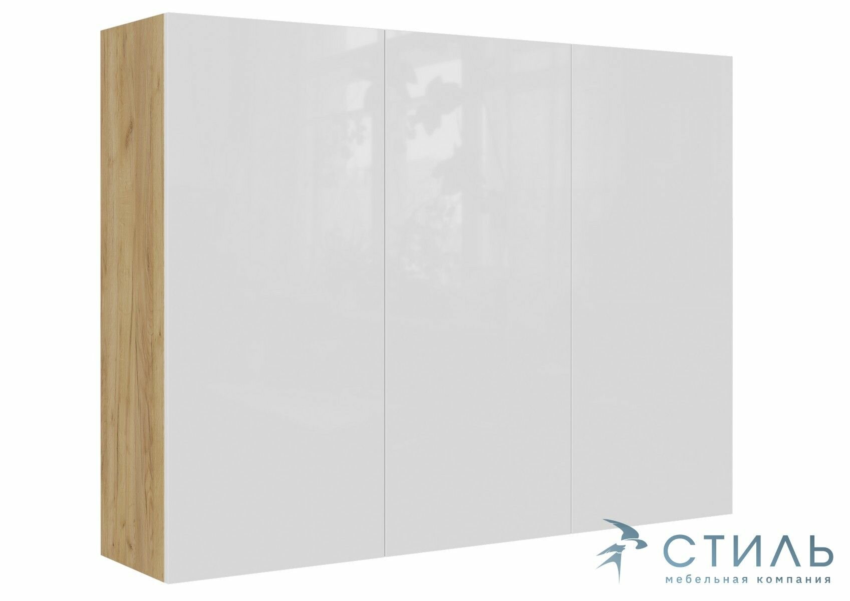 Навесной шкаф Бостон ШН-001 МДФ Дуб крафт золотой/Белый глянец (Стиль)