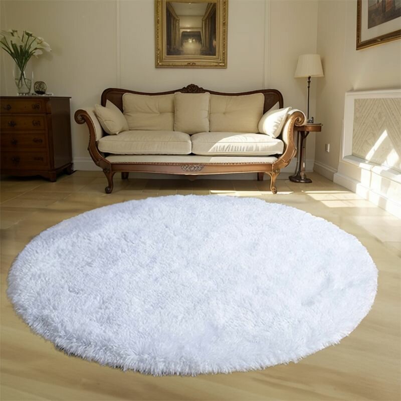 Ковер, 160x160CMна полу, мягкий и приятный на ощупь, плюшевый, круглый, можно использовать для пушистых детских комнат в спальне и гостиной