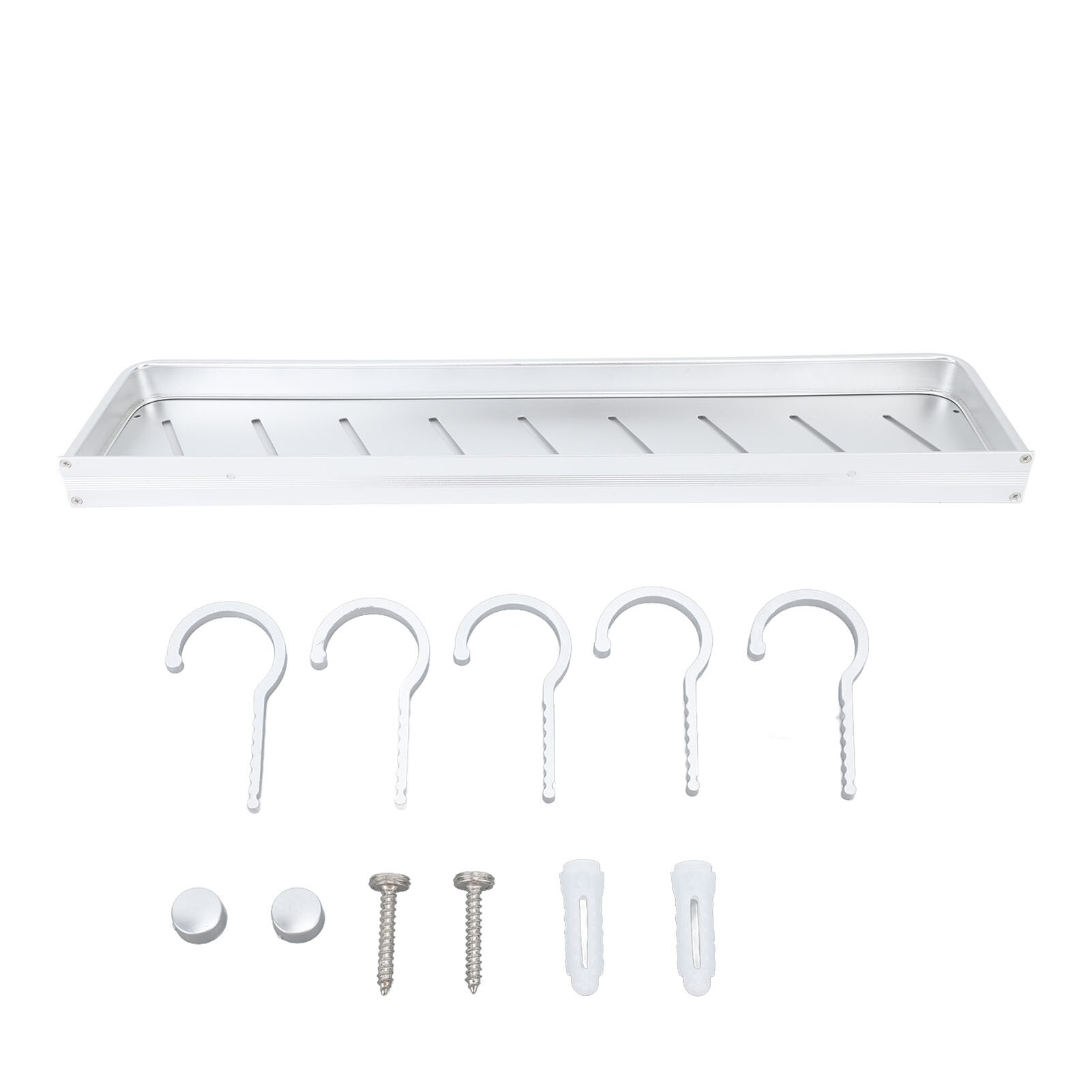 Алюминиевая полка для ванной комнаты, настенная, без сверления, стеллаж для хранения туалетных принадлежностей с крючком 60 см