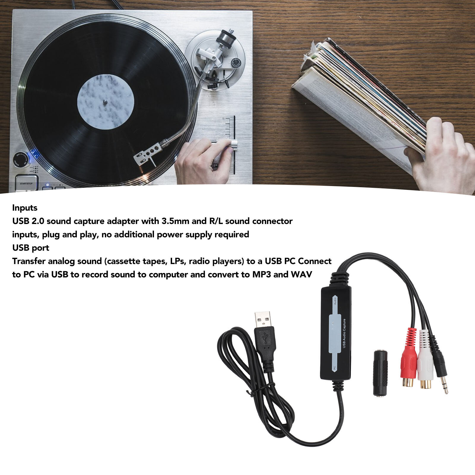 USB 2.0 адаптер захвата звука 3,5 мм входная карта захвата звука для конвертера кассеты в MP3 для Win7 8 10 для OS X