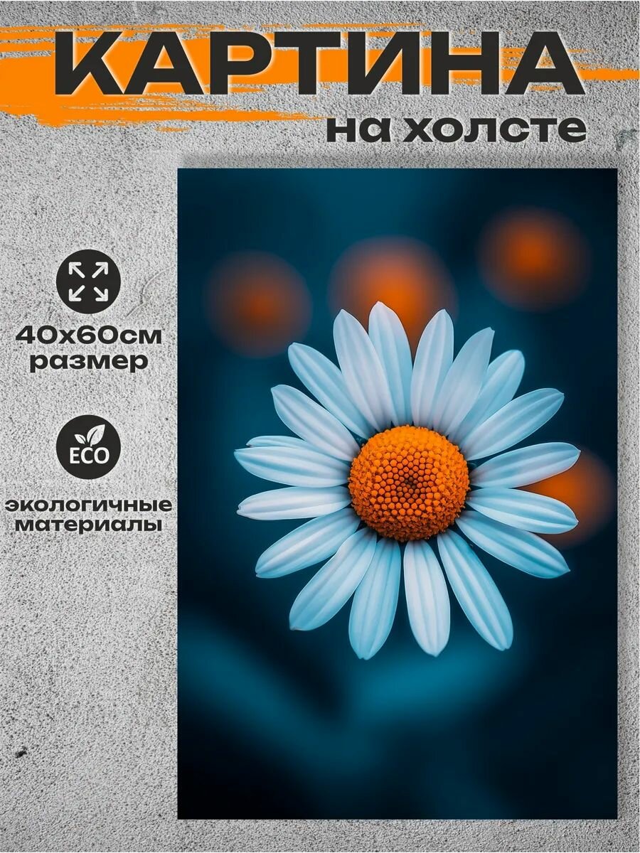 Картина на стену на холсте "Ромашки" 60х40 см