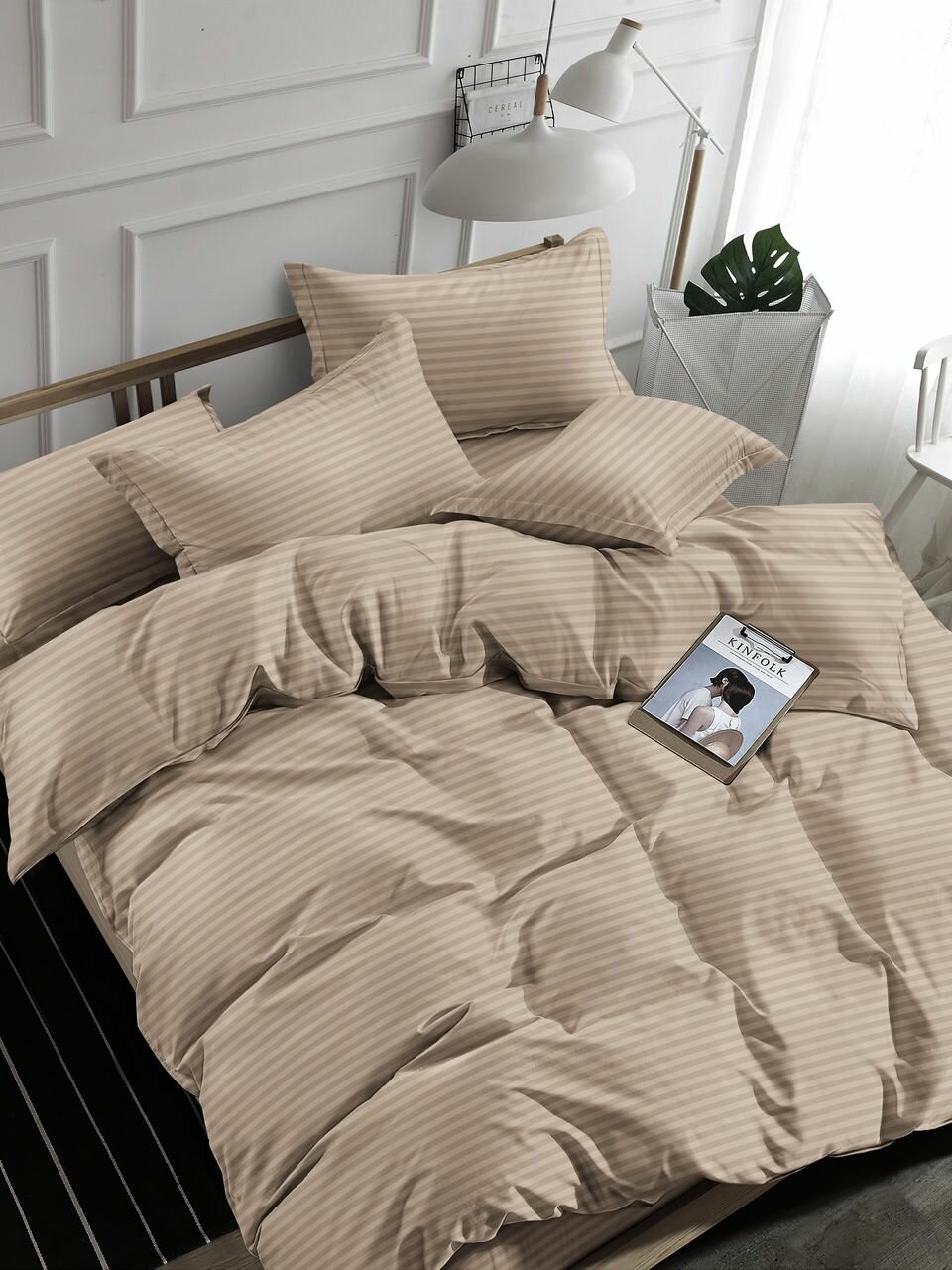 Наволочка тенсель 50х70 - "Миндаль Страйп"